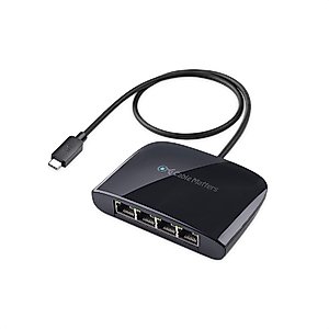 Cable Matters USB C to 4-Port Gigabit Ethernet Switch for Network Sharing on The Move (Thunderbolt Ethernet Splitter, USB C Network Switch, USB C Gigabit Switch) Compatible with Thunderbolt 4 / USB 4