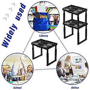 Shimeyao 4 Pieces Locker Shelf Organizer for School Locker ABS Plastic Locker Shelf Organizer Adjustable Width and Height Locker Shelf Organizer for Office and Gym Locker Accessories, Black