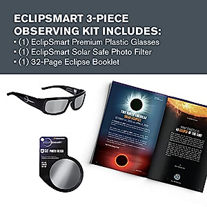 Celestron – 3-Pc EclipSmart Safe Solar Observing & Imaging Kit – Meets ISO 12312-2:2015(E) Standards – Premium Solar Safe Filter Technology – Includes Eclipse Glasses + Photo Filter + Eclipse Book