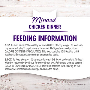 Wellness Complete Health Minced Grain Free Canned Cat Food, Chicken Dinner, 3 Ounces (Pack of 24)