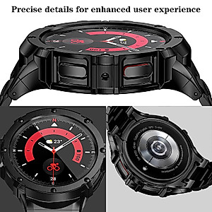 SUPLINK Stainless Steel Case and Band Compatible with Samsung Galaxy Watch 6/5/4 44mm, Rugged Galaxy Watch Case Strap for Men, Black