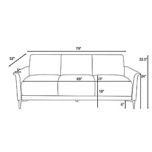Meeyar Comfortable 3 Seater Sofa Couch, Modern Grey Upholstered Fabric Sofa for Living Room, Comfy Sofas Couches for Office Bedroom Apartment, Metal Sofa Legs, Foldable Tray Arm, 79 Inches