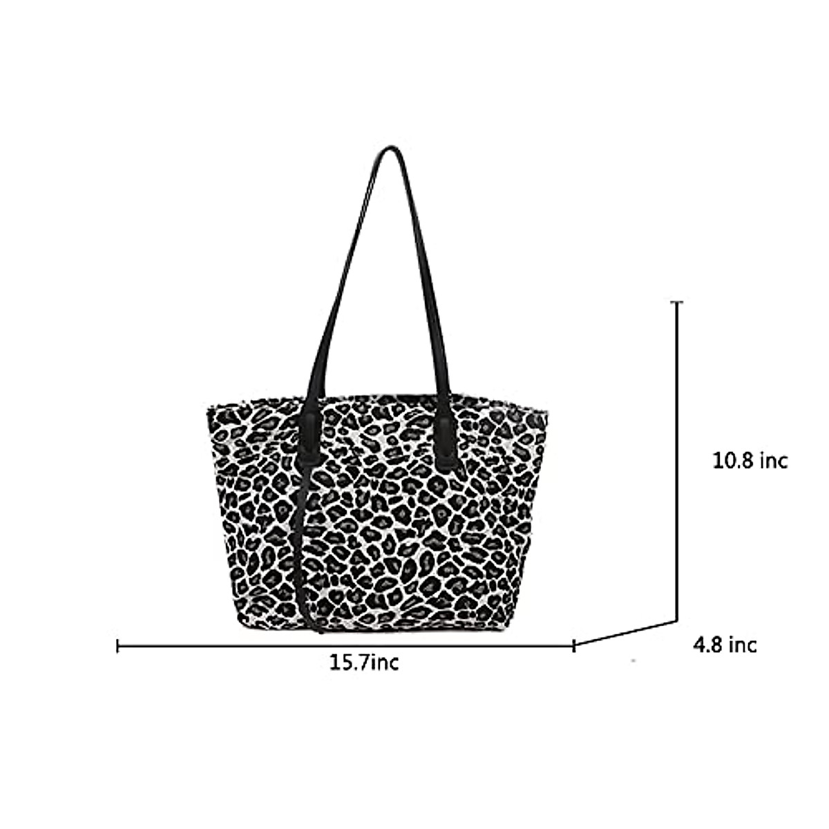 Leopard Shoulder Bag Soft Large Tote Purse Handbag Hobos Satchel for Women (White)