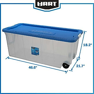 Infityle 200 Quart Latching Rolling Plastic Storage Bin Container, Clear, Set of 2