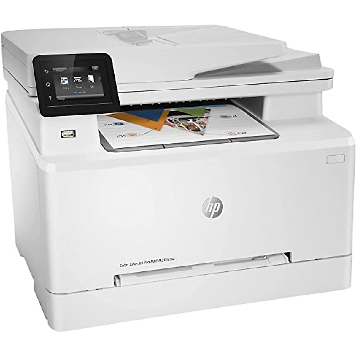 HP Color Laser Jet Pro M283cdw-F Wireless All-in-One Laser Printer, Print Scan Copy Fax, 600x600DPI, 260-Sheet, 22ppm, White, Auto 2-Sided Printing, Remote Mobile Print, Durlyfish USB Printer Cable