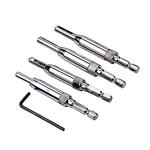 Eagles Self Centering Hinge Drill Bits for Door Cabinet - 4pcsHSS 1/4" hex Shank self Centering Predrill Bits for Woodworking,5/64" 7/64" 9/64" 11/64"