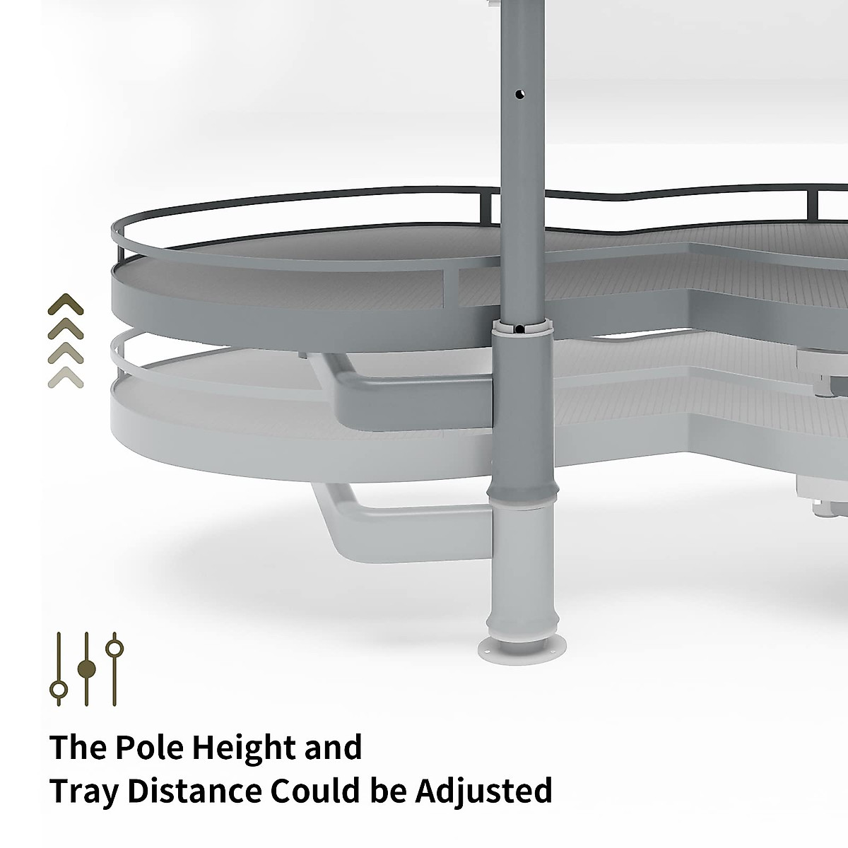 WHIFEA Blind Corner Pull Out Cabinet Organizer, Soft Close 2 Tier Swing Tray, Non-Slip Spice Rack for 36 inch Kitchen Cabinet, Heavy Duty Storage Organizer, Adjustable Height
