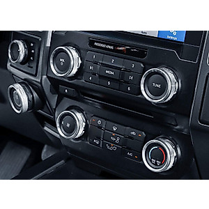 iJDMTOY 6pc-Set Silver Aluminum Air Conditioner Stereo Volume/Tune Trailer/4WD Switch Turner Covers Compatible with 2017-2020 Pre-LCI Ford SuperDuty F250 F350 F450 w/Rubber Turners