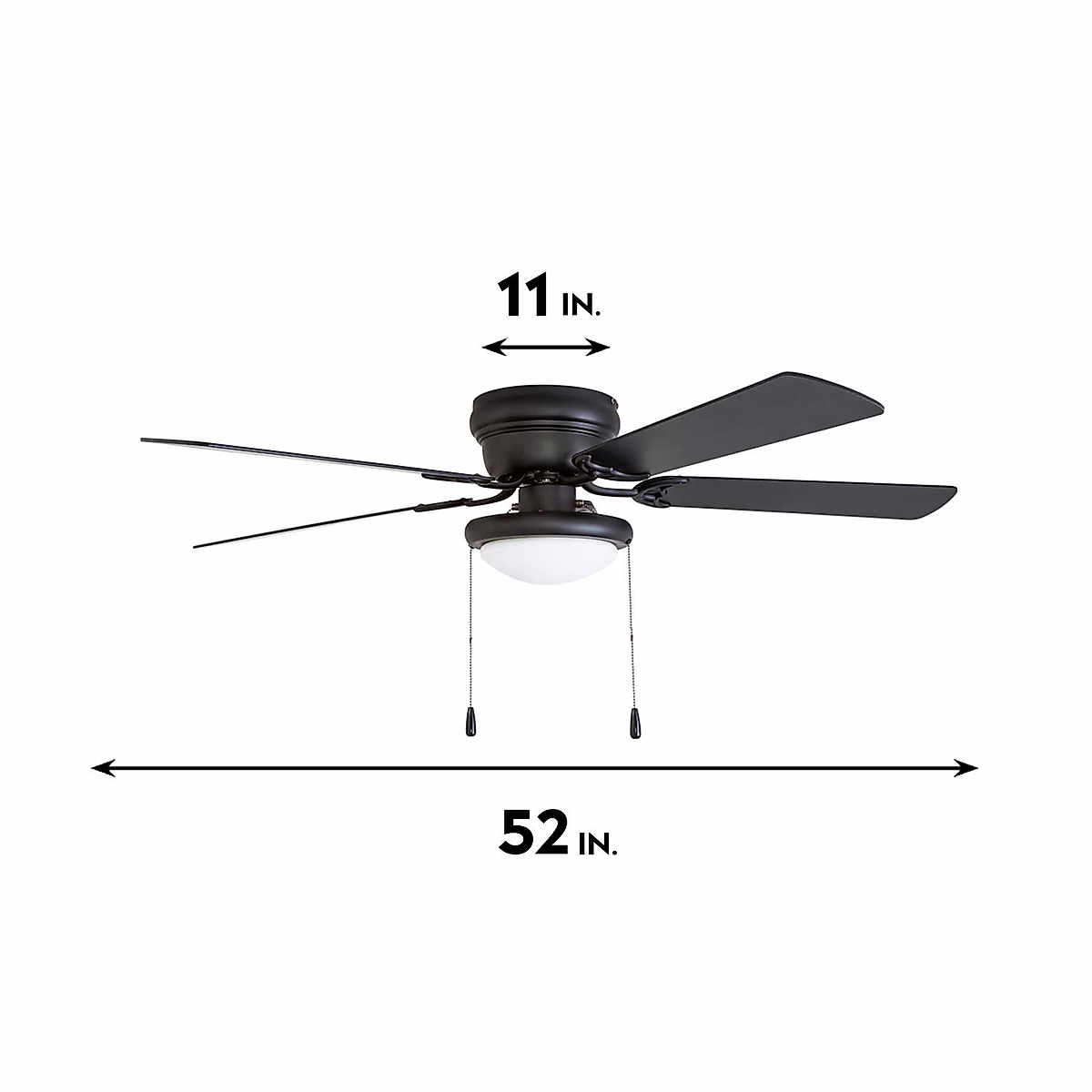 Portage Bay 50251 Hugger 52" Matte Black West Hill Ceiling Fan with Bowl Light Kit
