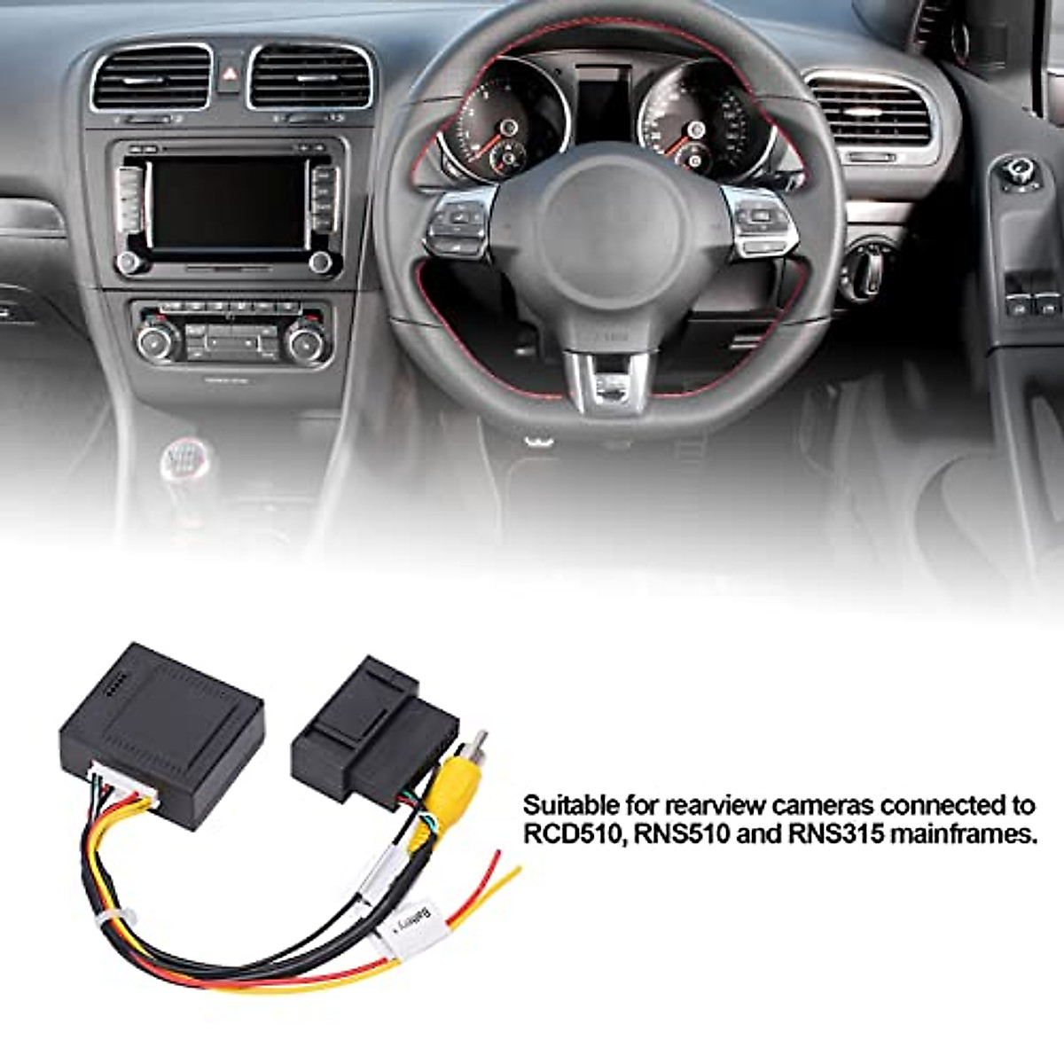 Qiilu Backup Camera Rear View License Plate Reverse Camera 12V 5W RGB to AV Converter Decoder Box Adapter Backup Camera Parts Replacement for Magotan CC