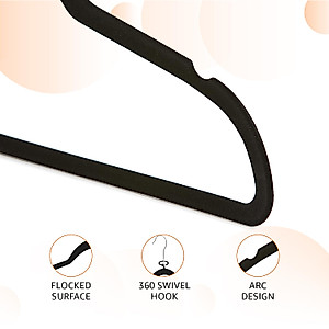 Amazon Basics Slim, Velvet, Non-Slip Suit Clothes Hangers, Black/Silver - Pack of 30