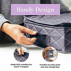 Teemto China Storage Containers Quilted. 7PC Dishes Storage Kit with 48 Cut-to-Size Felt Inners. Fine China Storage, Plate Platter Storage, Glass and Dish Storage, Crystal Stemware, Moving Supplies