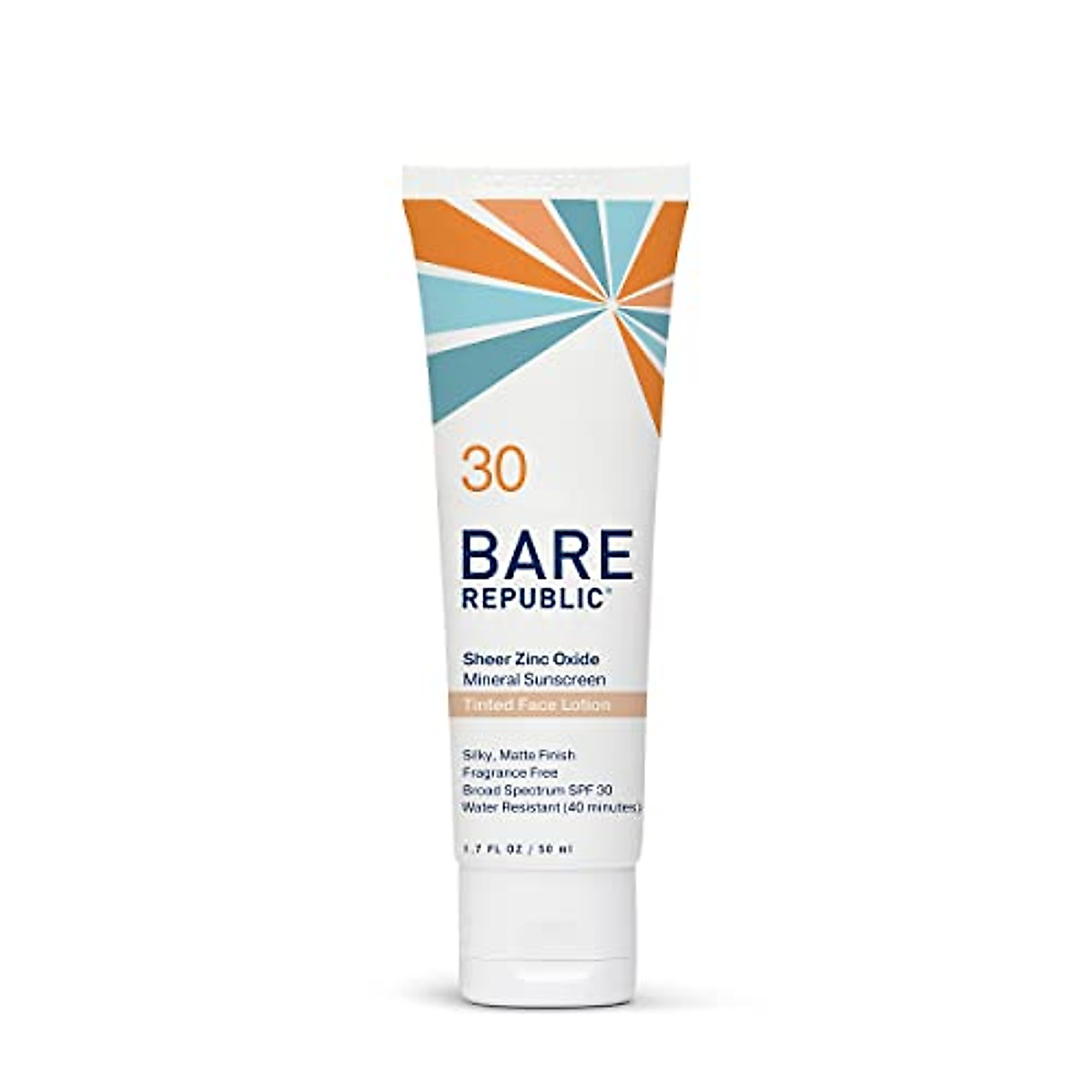 Bare Republic Tinted Mineral Sunscreen SPF 30 Sunblock Face Lotion, Sheer and Non-Greasy Finish, 1.7 Fl Oz
