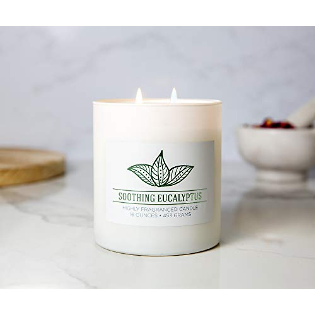 Colonial Candle Soothing Eucalyptus Scented Jar Candle, Wellness Collection, 2 Wick, 16 oz - Up to 120 Hours Burn