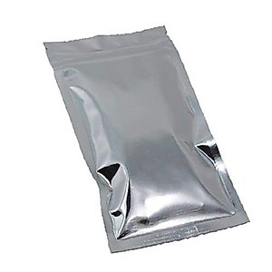 MTP 100X 2.75" x 5"" (7x13cm ) Silver & Silver Aluminium Foil Reusable Zip Bag Food Save Flat Metallic Food Save Heat Resealable Pouch (100)