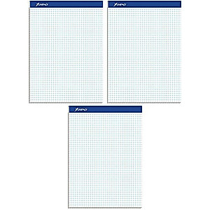 Ampad Evidence Quad Dual-Pad, Quadrille Rule, Letter Size (8.5 x 11.75), White, 100 Sheets per Pad (20-210) (Pack of 3)
