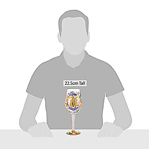 Enesco Designs by Lolita Happy 70th Birthday Hand-Painted Artisan Wine Glass, 1 Count (Pack of 1), Multicolor