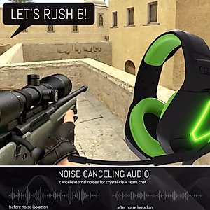 Orzly Gaming Headset (Green) for PC and Gaming Consoles PS5, PS4, Xbox Series X | S, Xbox ONE, Nintendo Switch & Google Stadia Stereo Sound with Noise Cancelling mic - Hornet RXH-20 Sagano Edition