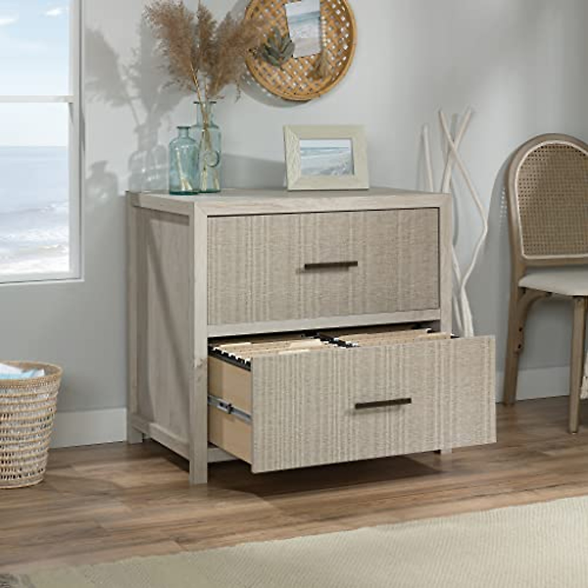 Sauder Pacific View Lateral File, Chalked Chestnut Finish