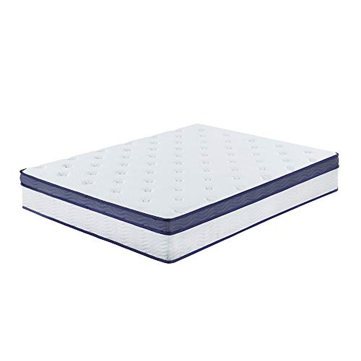 PrimaSleep 12 inch Euro Top Spring Mattress,White and Navy, King
