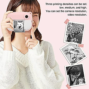 Vbestlife Kids Instant Print Digital Camera, 2.4'' IPS Screen Rechargeable Camera Digital Creative Print Camera with Multiple Functions, for Birthday Gifts