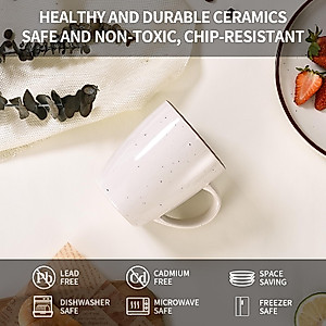 Ceramic Cup Coffee Mug Set - Modern Rustic Coffee Mugs Sets with Handle - Porcelain Cups for Tea | Latte | Cappuccino | Milk | Cocoa - Gifts for Men Women - Microwave Dishwasher Safe - 12 oz - 6 Pack
