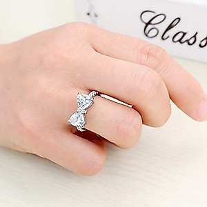 KOICCVQQ Fashion Bow Tie Diamond Ring Asian Japanese Korean Style Manual Polishing Delicate Classic Beautiful Luxury Temperament Ring Jewelry Engagement Wedding Cocktail Prom Party Size 6