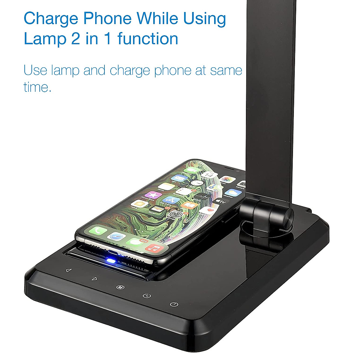 Fugetek LED Desk Office Lamp with Wireless Charger & USB Charging Port, Touch Control, 5 Lighting Modes, 30/60 Min Auto Timer, Eye-Caring, Dimmer, Black