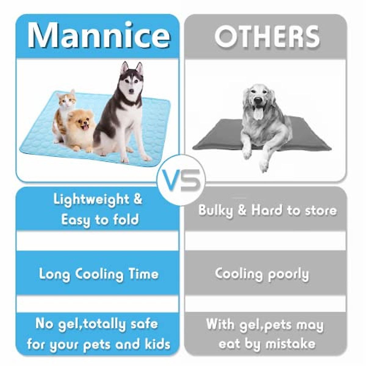 Dog Self Cooling Mat Pet,Breathable Summer Cooling Pads,WashableIce Silk Sleep Mat,Pet Cooling Blanket Sleeping Kennel Mat Pad Non-Toxic Sleep Bed Mat for Large Dogs Cats Animal Chilly Pad