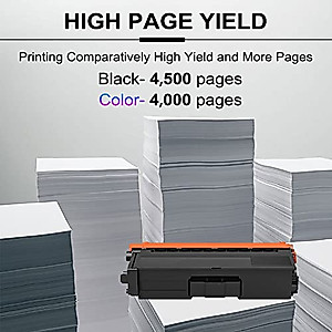 TN336 High Yield Toner Cartridge: 4-Pack TN336BK, TN336C, TN336M, TN336Y Replacement for Brother TN-336 for HL-L8350CDW HL-4150CDN MFC-L8850CDW MFC-9970CDW MFC-L8600CDW Printer