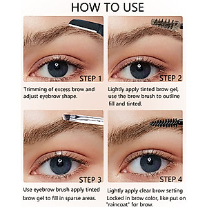 Brow Gel Kit-Espresso Thickening Tinted Eyebrow Mascara Gel & Clear Setting Brow Glue, Brow Lift Fast Sculpt, Long Lasting Eye Makeup for Women, Light Medium Dark Brown With Brow Tool-Set 07