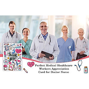 FLYAB Thank You Card for Nurse Doctor 4"x6" Medical Healthcare Workers Thank You Card with Envelope for EMTs Essential Medical Staff