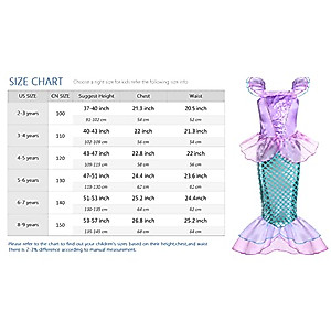 Joy Join Little Girls Princess Mermaid Costume for Girls Dress Up Party with Wig,Crown, Mace 4-5 Years
