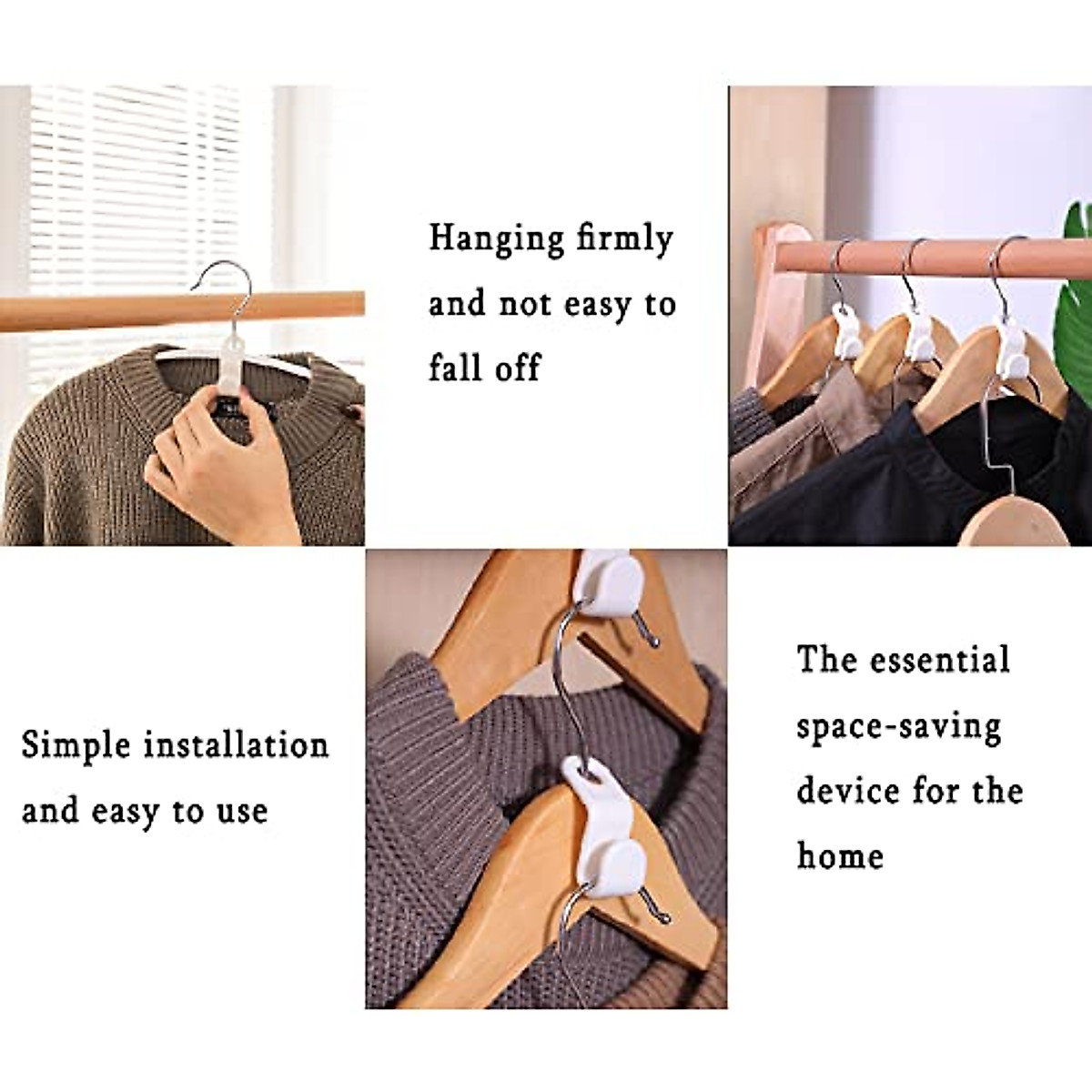 120 Pack Clothes Hanger Connector Hooks, Rictine Black and White Magic Hangers Sturdy Plastic Hanger Hooks for Hangers Space Saving and Clothes Closet Organizer