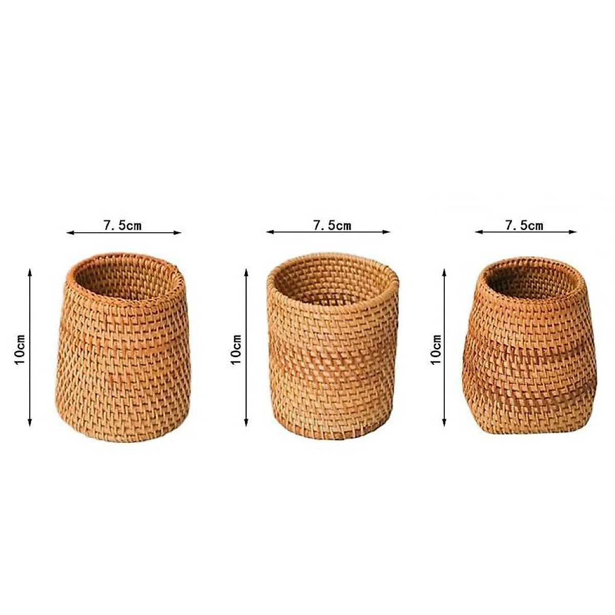 VIXPET Handmade Rattan Tea Ceremony Utensil Holder Cutlery Holder Desktop Organiser Storage Box (Brown)-C