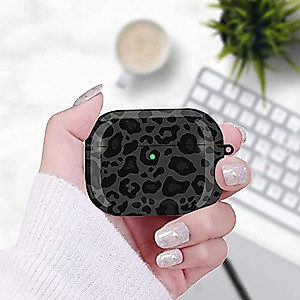 Olytop for Airpods Pro Case Leopard, Cute Air pods Pro Protective Case Cover Printed Hard Skin Women Girl for Apple Airpod Pro Charging Case with Keychain AirPods Pro 2019 Set - Black/Grey Leopard