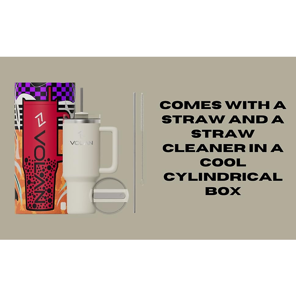 2nd Generation 40 oz Tumbler with Handle and Straw Insulated Tumblers Cups with Lids Straws Double Wall Vacuum Thermos cup 304 Stainless Steel Travel Mug Gifts for Men Women Him Her (Cream)