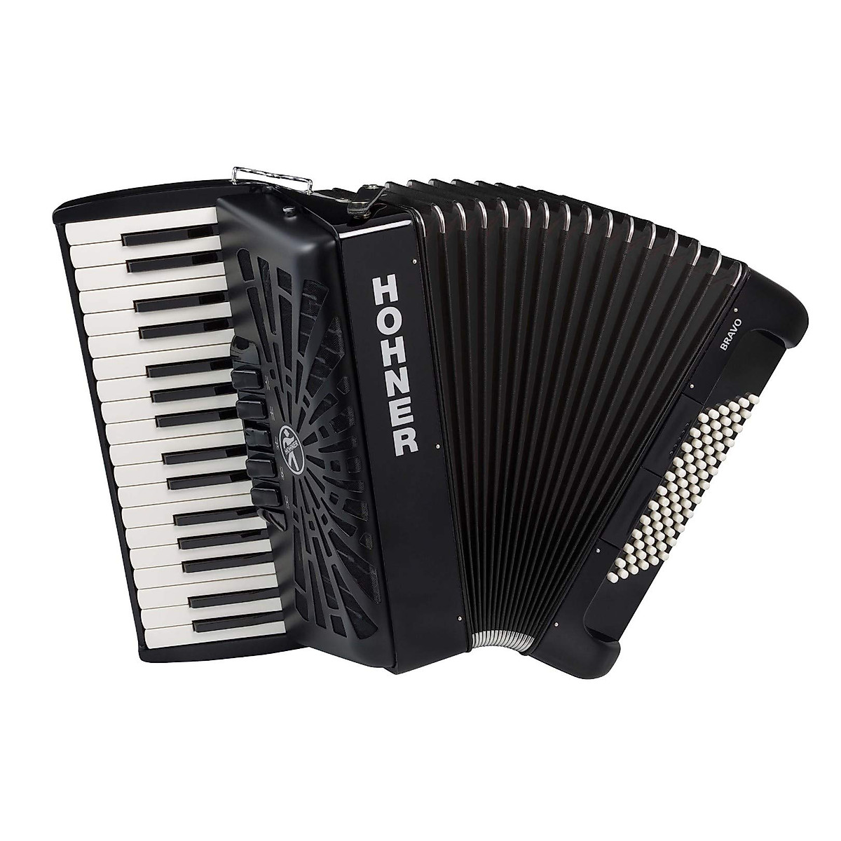 Hohner Bravo III 72 Chromatic Piano Key Accordion - Jet Black