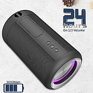 MAWODE X7 Bluetooth Speakers - 24 Hours Playtime, Portable, Wireless, Waterproof, Outdoor Speaker with RGB Color Light, Support USB/TF/Aux Play