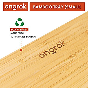 ONGROK Bamboo Tray, Small (9x6 in), Mini Wooden Tray with Small Rolling Surface