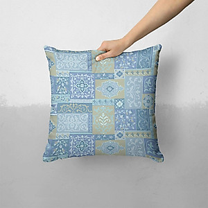 iiRov Blue Patched Paisley Pattern - Custom Decorative Home Decor Indoor or Outdoor Throw Pillow Cover Plus Cushion Set for Sofa, Bed or Couch (Pillow CASE Cover Plus Cushion)