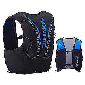 AONIJIE 2.5L/12L Hydration Backpack Men Women Running Vest Pack For Outdoor Sports Hiking Climbing Cycling Marathon (12L# Black&Blue-L/XL)