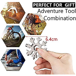 18-in-1 Snowflake Multi tool, Easy N Genius Stainless Steel Snow Multitools Bottle Opener-Screwdriver-Wrench, Cool Gadgets Gift Idea. (Colorful)
