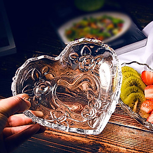 Kelendle 1 PCS Clear Glass Heart Shaped Serving Bowl Fruit Dish Bowl Container Tableware Great for Kitchen Restaurant Cafe Shop Appetizer Dessert Salad Snack Ice Cream