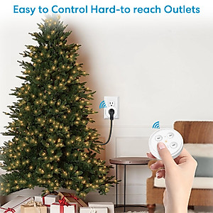 LoraTap Mini Remote Control Outlet Plug Adapter with Remote, 656ft Range Wireless Light Switch for Household Appliances, No Hub Required, 10A/1100W, White, 2 Years Warranty (One Remote + 2 Outlets)