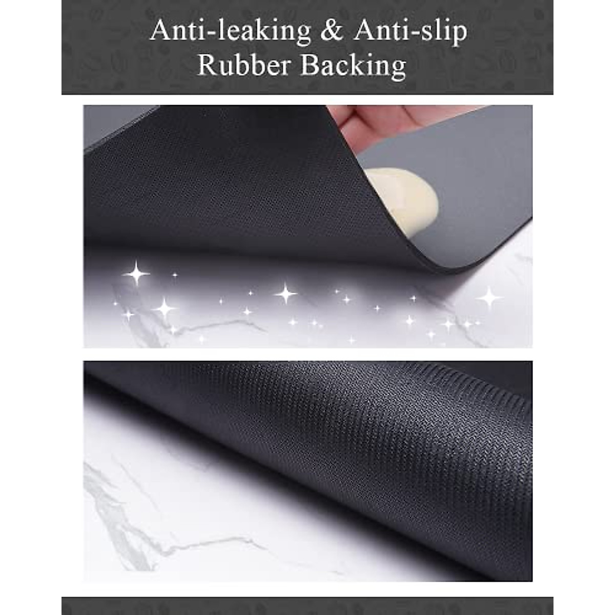 TCHDIO-Coffe Mat-Coffee Bar Accessories-No Water Marks Drying Mat-Rubber Backing Bar Mat Fit Under Coffee Maker Machine Coffee Pot-Perfect Coffee Station Organizer