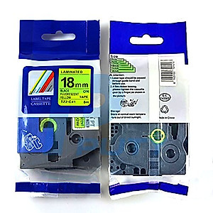 IDIK 1PK Black on Yellow Fluorescent Laminated Label Tape Compatible for Brother P-Touch TZe-C41 TZ C41 Tze C41(18mm x 8m)