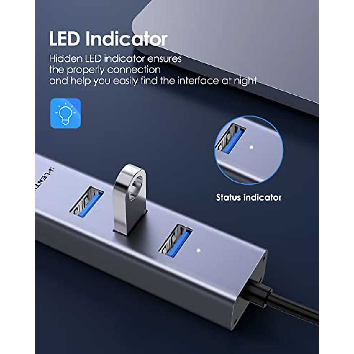 LENTION USB C Hub Ethernet Adapter, 3 USB 3.0 Ports, RJ45 Network Connector for 2023-2016 MacBook Pro, New Mac Air/iPad Pro, Chromebook, More, Stable Driver Certified (CB-C23s, Space Gray)