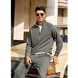 COOFANDY Men's Tracksuit 2 Piece Relaxed Fit Half-zip Sweatsuits Athletic Running Jogging Suit Sets