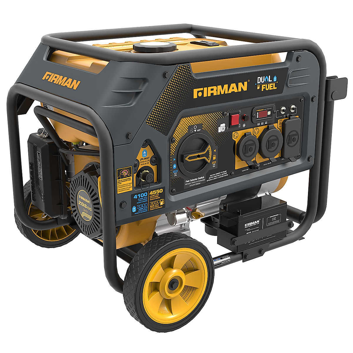 Firman Hybrid Series H03651 3650/4550 Watt Dual Fuel Generator, Yellow